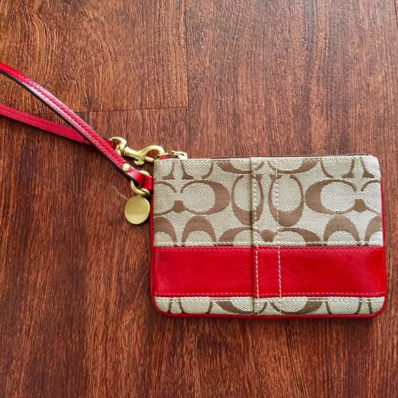 Coach | Bags | Coach Wristlet Classic Signature Pattern | Poshmark